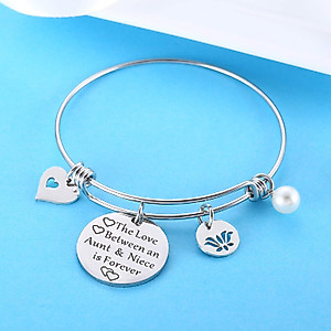 Aunt Bracelet From Niece Nephew Bangle Bracelet Gifts For Auntie Niece Jewelry Aunt Bangle Niece Bracelet (Style A - The Love Between an Aunt & Niece Is Forever)