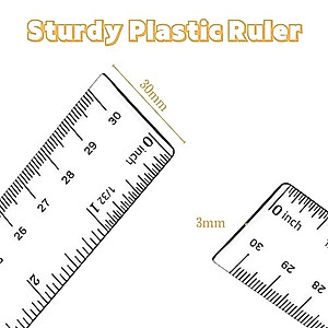 Plastic Ruler, Straight Ruler, 2PCS Clear Acrylic Ruler, 12 Inch Rulers with Centimeters and Inches, Measuring Tools for Student School Office