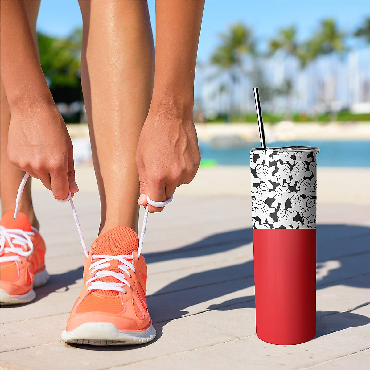 thmasamwr Cute Mouse Skinny Tumbler With Straw and Lid, Stainless Steel 20oz Insulated Coffee Travel Mug, Cartoon Mouse Gifts Cups for Women and Girls