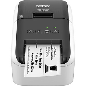 Brother QL-800 High-Speed Professional Label Printer with Wired USB Connectivity - 2.4" Wide, 300 x 300 dpi, 93 Labels Per Minute, Automatic Cutter, Black and Red Printing, Postage and Barcode Printer