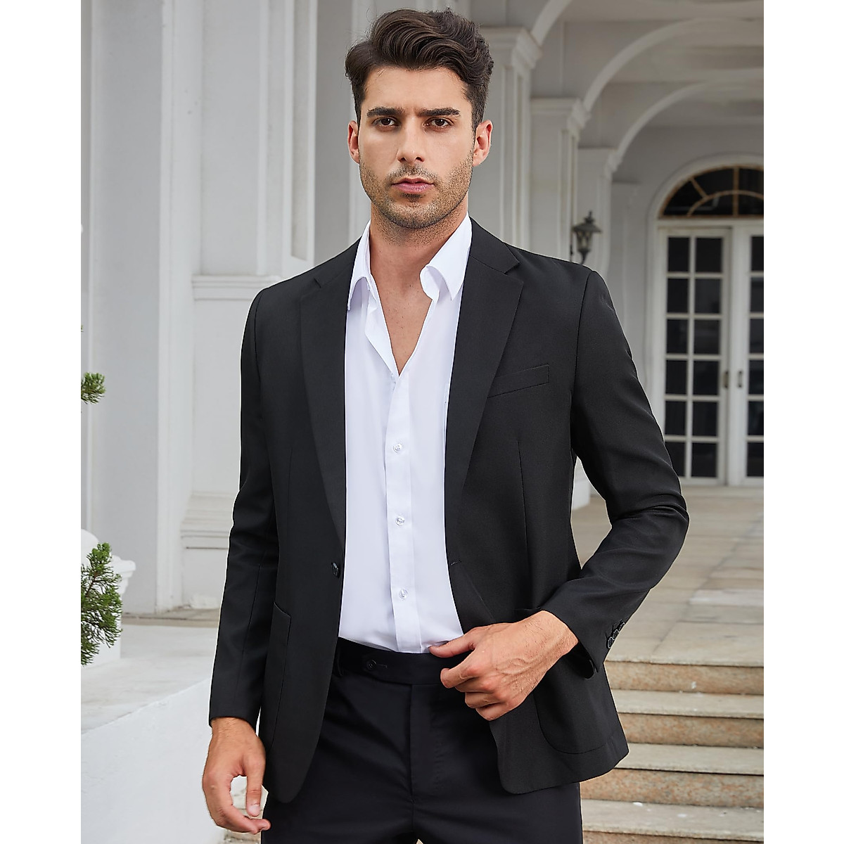 Lion Nardo Linen Blazer for Men Slim Fit Suit Jackets for Men Lightweight Blazer Jacket Men's Prom Suits Sports Coats Black