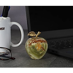 RADICALn Decoration Piece Handmade Marble Home Decor Green Onyx Apple Paperweight – Best for Office Table Decoration & Study Room Decor Paperweight