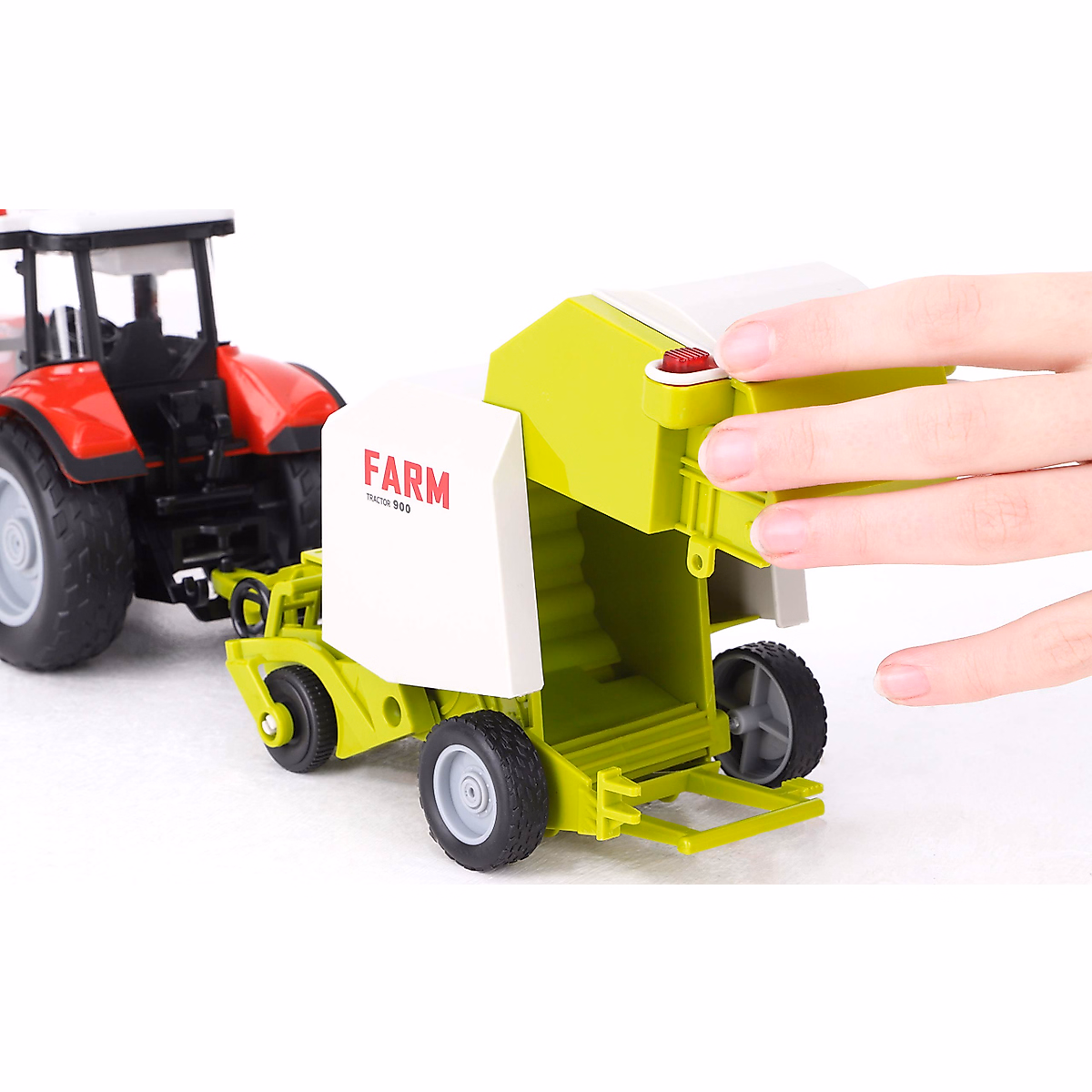 Toyland® 37cm Red Tractor & Trailer with Lights & Sound - Childrens Farm Toys (Tractor & Baler)