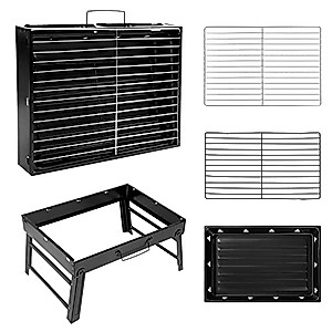 Barbecue Grill, Charcoal Grill Folding Portable Lightweight Barbecue Grill Tools for Outdoor Grilling Cooking Camping Hiking Picnics Tailgating Backpacking Party (Medium)