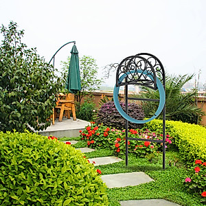 Dosker Heavy Duty Garden Hose Reel Storage Rack - Metal Standing Hose Holder for Expandable, Pocket, Magic, Flexible Hoses in Backyard