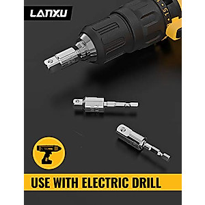 Tool Gift for Man, 3-Piece Power Drill Sockets Adapter Sets, 360°Rotatable Hex Shank Impact Driver Socket Adapter, Socket to Drill Adapter 1/4" 3/8" 1/2" Impact Driver Adapter