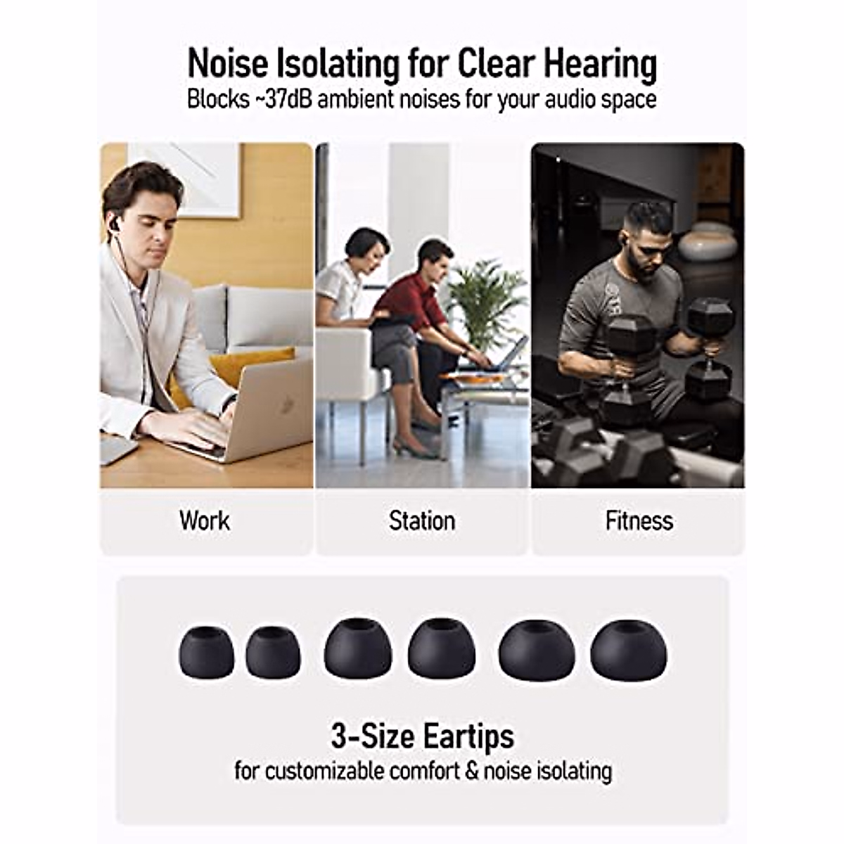 Audiovance Vibes 201L Wired Earbuds in-Ear Headphones, Lightning to 3.5mm Adapter & Braided Cord, Noise Isolating Bass Driven Earphones, Carry Case, Ear Buds Tips, 3.5mm Jack (Clear Brown, No Mic)