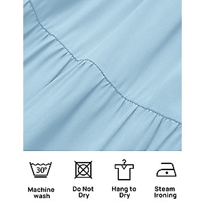 ZESICA Women's Boho 2025 Summer Square Neck Puff Sleeve Off Shoulder Smocked Tiered Casual A Line Short Mini Dress,LightBlue,XX-Large