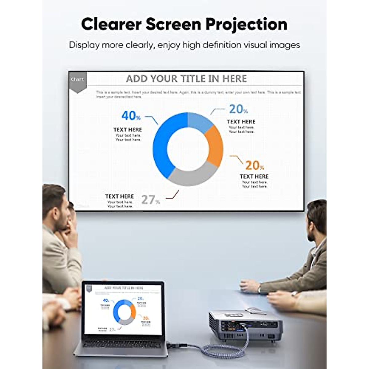 Capshi VGA to VGA Cable 6 Feet, VGA Cable 1080P Full HD Computer Monitor Cable with 15 pin 24k Gold-Plated Male to Male Cord for PC Laptop TV Projector[Aluminum Shell, Nylon Braided]