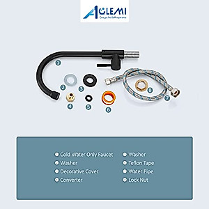 Aolemi Cold Water Only Kitchen Faucet Black 304 Stainless Steel Sink Faucet High Arc Faucet