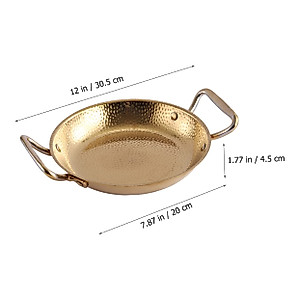 BRIGHTFUFU Double Ears Sukiyaki Restaurant Pan Paella Cooking Pan Nonstick Frying Pan Cauldron Cast Iron Paella Cooker Appetizer Plate Dish Thicken 304 Stainless Steel Anti-scalding Pan