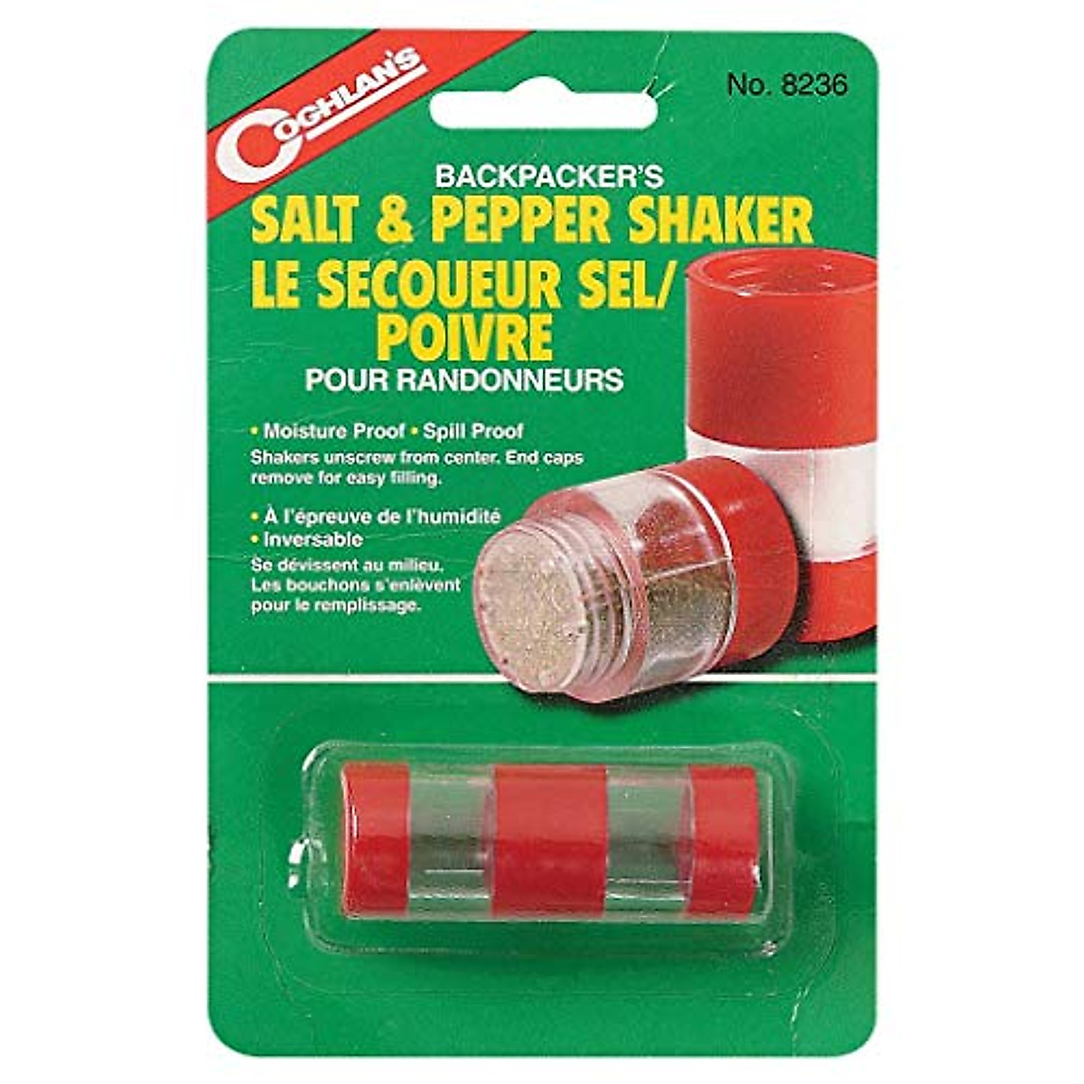 Coghlan's Backpacker's Salt and Pepper Shaker,Red/ Silver