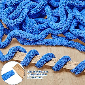 Timgle 12 Pack Fluffy Bulky Velvet Chunky Yarn Blanket Jumbo Chenille Yarn for Soft Throw and Blankets, Arm Knitting, Crocheting and DIY Crafts and Projects,35 Yards Each(Blue)