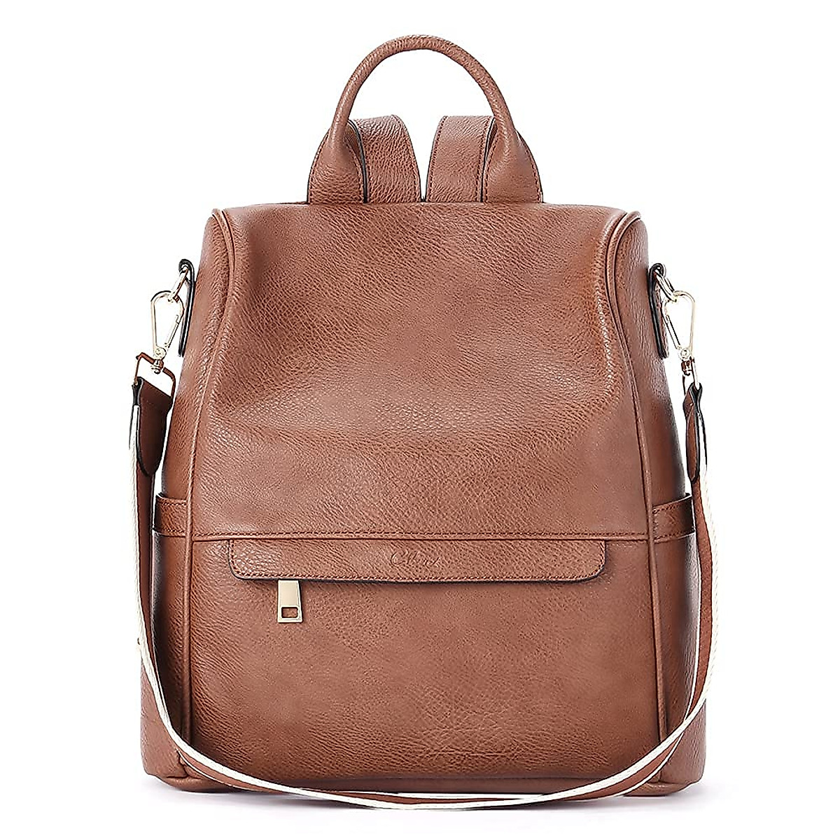 CLUCI Women Wallet Large Leather Zip Around Card Holder Travel Clutch Wristlet Two-toned Brown Bundles with Women Backpack Purse Leather Large Travel Bag Ladies Shoulder Bags Red-Brown