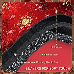 BVOGOS Round Rug 3ft Red Gold Black Christmas Snowflakes Soft Foam Washable Circle Rugs Kids Play Mat Nursery Rug Floor Carpet for Bedroom Living Room Home Decor