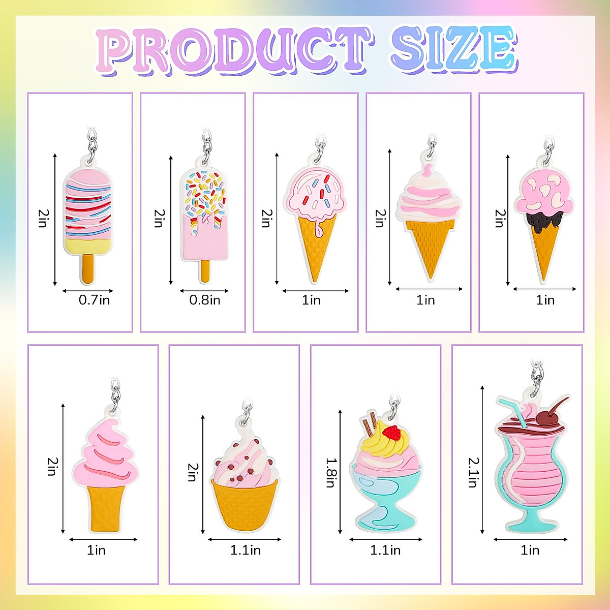 Sasylvia 36 Ice Cream Party Gifts Christmas Gift Ice Cream Party Favors Keychain Cute Ice Cream Party Decorations Appreciation Thank You Gifts