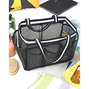 fiezkaa Mesh Shower Caddy Portable Shower Bag for College Dorm Camping Travel Gym(Black)
