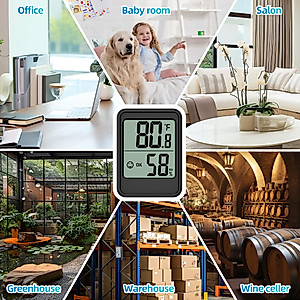 Digital Hygrometer Indoor Thermometer, 2.7in Room Thermometer Humidity Meter w/High Accurate Sensor, Home Essentials Temperature & Humidity Monitor Gauge for Bedroom, Baby Room, Greenhouse (Black)