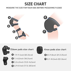 Kid's Protective Gear Set,Roller Skating Skateboard BMX Scooter Cycling Protective Gear Pads (Knee Pads+Elbow Pads+Wrist Pads),(Black)