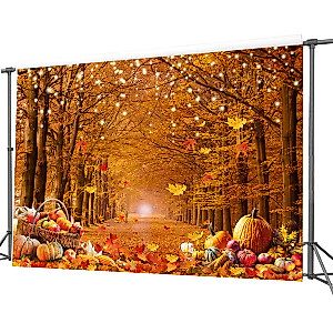CHAIYA 7x5ft Fall Photography Backdrop Autumn Maple Forest Photography Backdrop Thanksgiving Background Pumpkin Decoration Party Backdrops Thanksgiving Backdrops Fall Photo Backdrops CY-238
