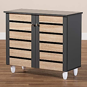 Baxton Studio Shoe Cabinets, One Size, Oak/Dark Gray