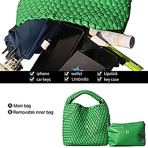 BZXHVSHA Handmade Woven Handbags and Purses for Women Bucket Bag (Green)