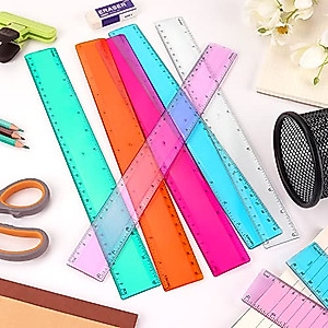 Color Plastic Ruler Straight Ruler Measuring Tool 12 Inch Ruler Set Rulers Bulk 3 Pack(Pink)