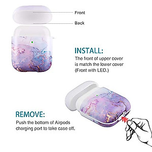 Airpods Case, Vimorco Portable Shockproof Hard Protective Case 5 in 1 Protective Cover Accessories for Airpods 1&2 Charging Case (Purple Marble)
