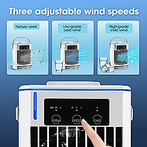Aire Acondicionado Portatil Para Cuarto - 4 in 1 Desk Spray Fan - Ac Unit Portable 3-speed, 3 Mist Modes - Personal Air Conditioner for Personal Use