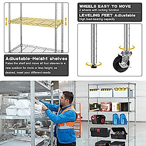 Storage Rack with Wheels, NSF Certification Shelving Unit Heavy Duty 6000 Lb Capacity 6 Tier Metal Shelf on Casters 48" L×18" W×78" H for Restaurant Garage Pantry Kitchen Movable Wire Rack, Chrome