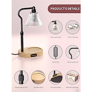 Inspireyes Candle Warmer Lamp, Electric Candle Warmer with Timer Dimmer, Height Adjustable Wax Melter Warmer for Jar Candles Scented Wax, House Warming Gifts New Home Decor, Gift for Mom, Flameless