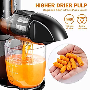 Cold PressJuicer,AMZCHEF Slow Masticating Juicer Machines with Reverse Function, High Juice Yield, Easy Clean with Brush,Recipes for High Nutrient Fruits and Vegetables, White(Updated)