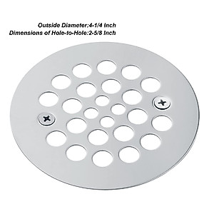 Artiwell 4-1/4“ Shower Strainer Drain Trim Set, Screw-in Shower Strainer Drain Cover, Plastic-Oddities Style Replacement Strainer Grid,Machine & Self-Tapping Screws Included (Chrome Plated)