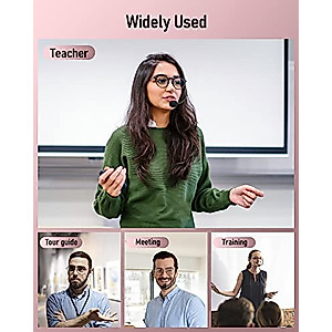 Uonkeus Portable Rechargeable Voice Amplifier Mini Wired Microphone Headset & Waistband Personal Power Amplifiers Loudspeaker for Teachers, Coaches, Tour Guides, Meeting, Presentation (Rose Gold)