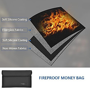 JUGREAT Small Fireproof Bag, Non-itchy Fireproof Money Bag, Fireproof Wallet Bag，Waterproof Safe Bag Set-1 Pack