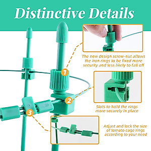 Tomato Cage Plant Support Cage for Garden 4 PACK, 18 Inch Tomato Trellis Garden Cages with 3 Adjustable Rings, Tomato Plant Stakes for Climbing Plants, Flowers, Fruit, Vegetables
