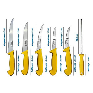 SMI - 6 Pcs Solingen Butcher Knife Set Professional Boning Knife Meat Knife Sharpening Steel Rod Sharp Kitchen Knives Solingen Knife - Made In Germany