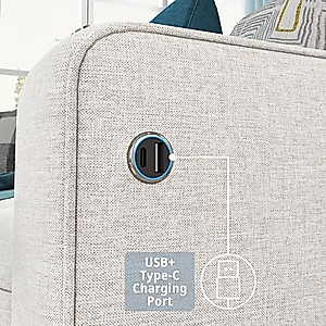 Sunrise Coast Sectional L Shaped Living Room Modular USB+Type-C Charging Port 3 Seater Couches with Removable Storage Ottoman Small Sofa 78", Beige