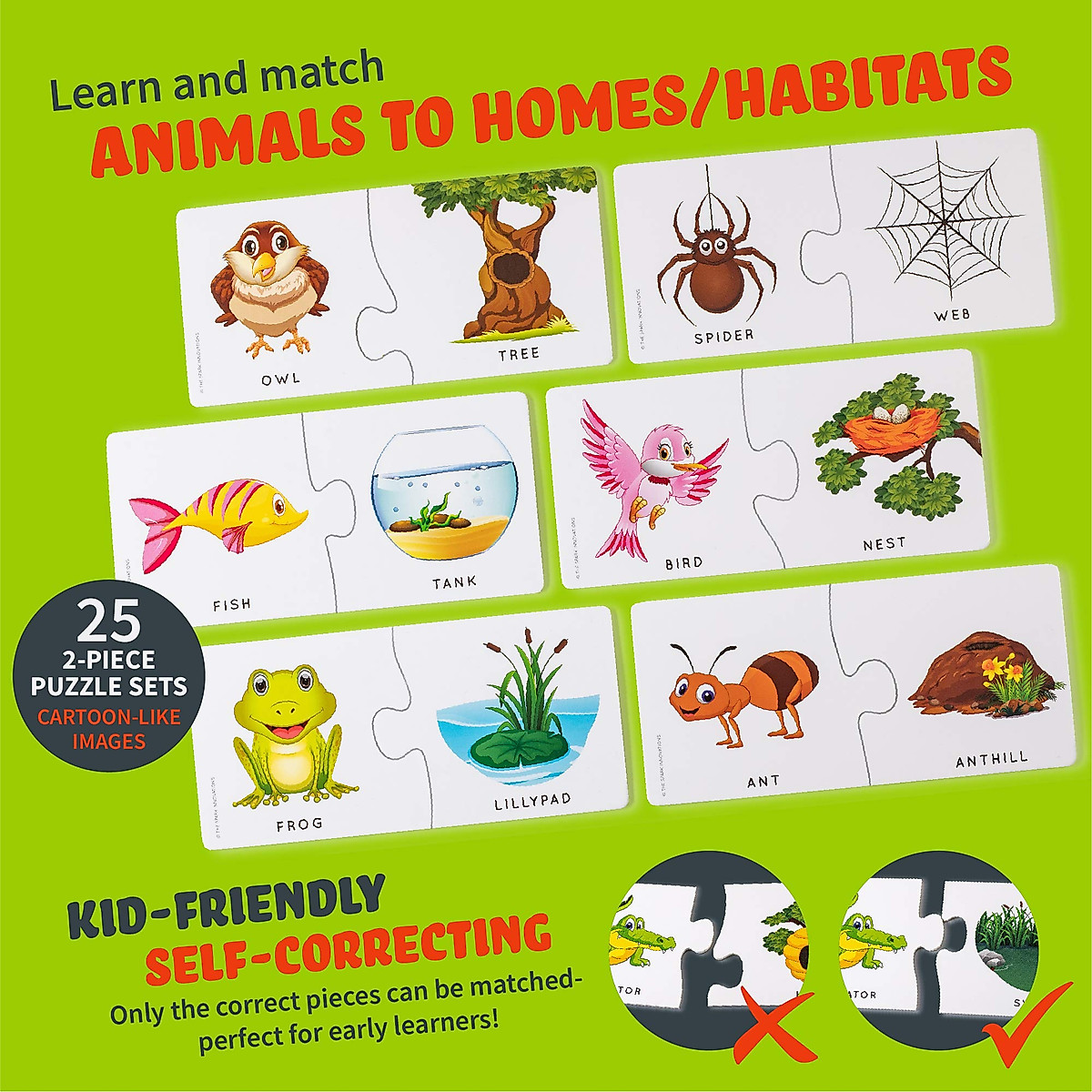 SPARK INNOVATIONS Animal Puzzles, Animal Games, Animal Matching Cards, Educational Games Childrens Puzzle for 3 Year Olds, Kids Puzzle, Preschool Games