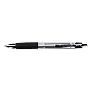 Universal Comfort Grip Ballpoint Pen, Retractable, Medium 1 Mm, Black Ink, Silver Barrel, Dozen