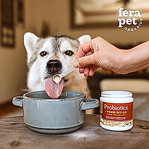 FERA Probiotics for Dogs and Cats - USDA Organic Certified - Advanced Max-Strength Vet Formulated - All Natural Probiotics Powder - Made in The USA - 5 Billion CFUs Per Scoop (Packaging May Vary)