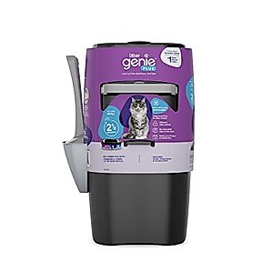 Litter Genie Plus Pail, Ultimate Cat Litter Disposal System, Locks Away odors, Includes One Refill, Black,Small