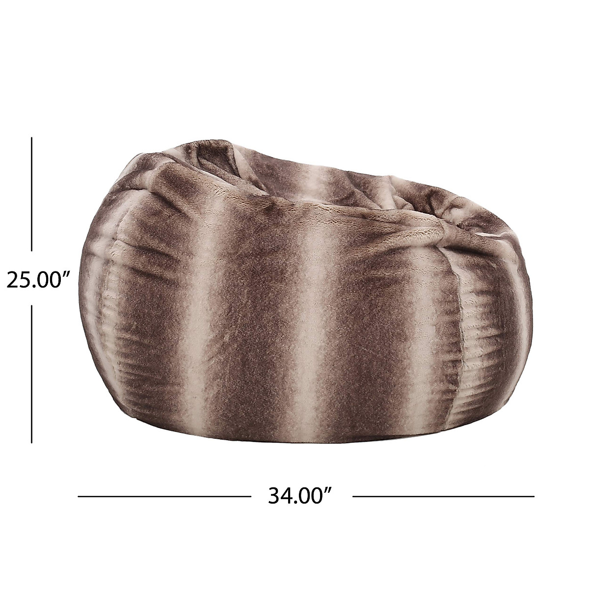 Christopher Knight Home Heavy Metal Inc Meridian Bean Bag Plush Faux Fur Chair | Comfortable and Fun Beanbag for The Whole Family| Non-Spill Memory Foam Filling (Oak Brown Stripes), Small