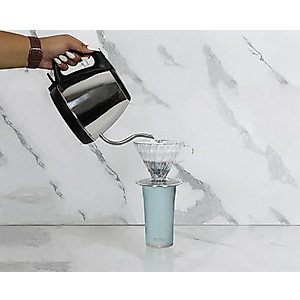 MIRA 12 oz Coffee Travel Mug - Stainless Steel Insulated Tumbler with Leak-Proof Lid - Hot & Cold Cup - Pearl Blue