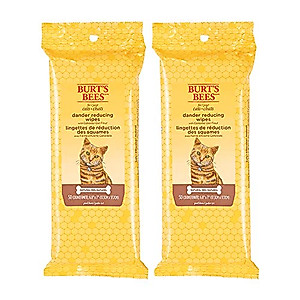 Burt's Bees for Cats Natural Dander Reducing Wipes | Kitten and Cat Wipes for Grooming | Cruelty Free, Sulfate & Paraben Free, pH Balanced for Cats - Made in USA - 2 Pack