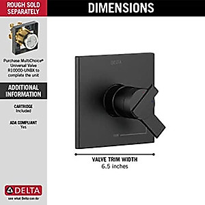 Delta Faucet Ara 17 Series Dual-Function Shower Handle Valve Trim Kit, Matte Black T17067-BL (Valve Not Included)