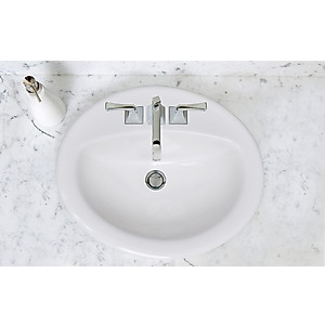Design House 583203-WHT Traditional Simple Oval Drop-In Sink 20x17 Single Basin in White