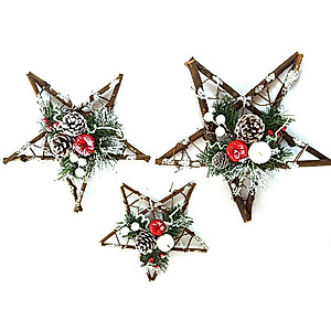 Star Wreath Natural Grapevine Rings Wicker Rattan Branch Wreath Stick Wreath Vine Wreath for Home Garden Wedding Hanging Decor (6 inches)