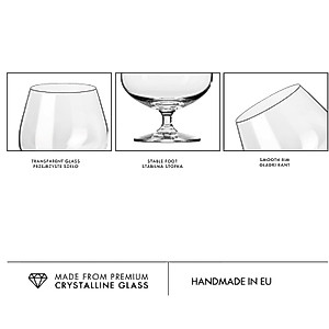 Krosno Brandy Cognac Snifter Glasses | Set of 6 | 16.2 oz | Balance Collection | Perfect for Home Restaurants and Parties | Dishwasher Safe | Gift Idea | Made in Europe