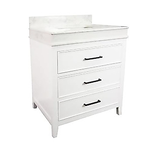 Kitchen Bath Collection Kensington 30-inch Bathroom Vanity (Engineered Marble/White): Includes White Cabinet with Engineered Marble Countertop and White Ceramic Sink